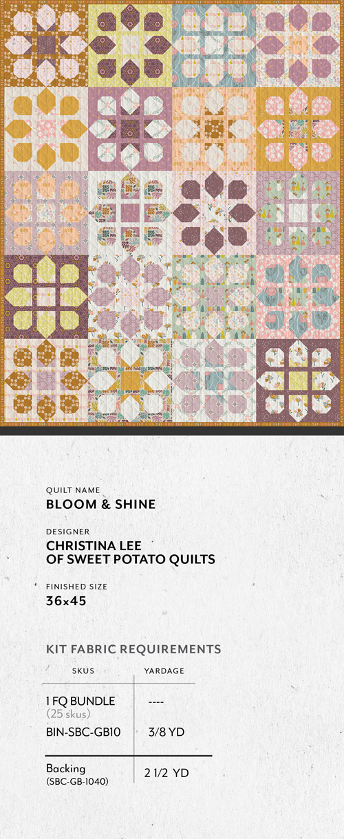 Bloom & Shine KIT - Available September 2025, KIT-SBC602, Quilt Kits, Art Gallery Fabrics