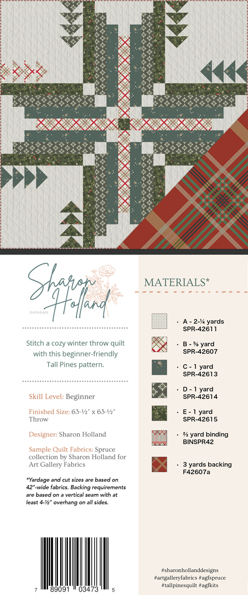 Tall Pines Quilt KIT with Backing, KIT-SPRb, Spruce, Art Gallery Fabrics